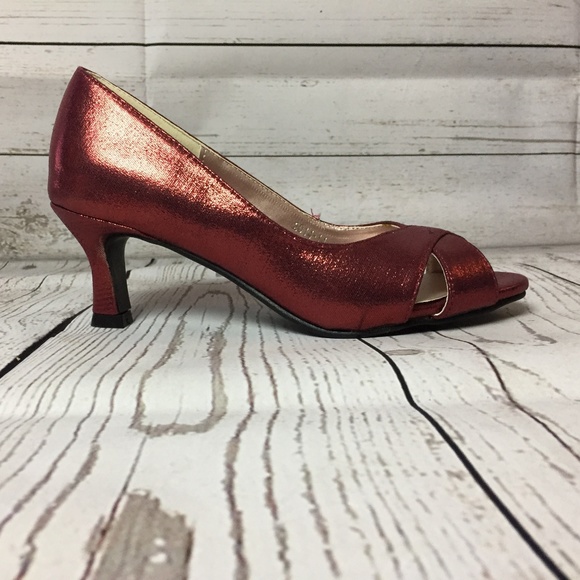 Shoes | Red Metallic Open Toe 2 Inch Dance High Heel | Poshmark